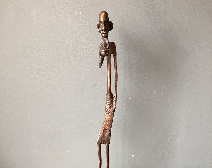 Bronze African Statue Figurine Man With Beard Tall Thin Stylised - Etsy