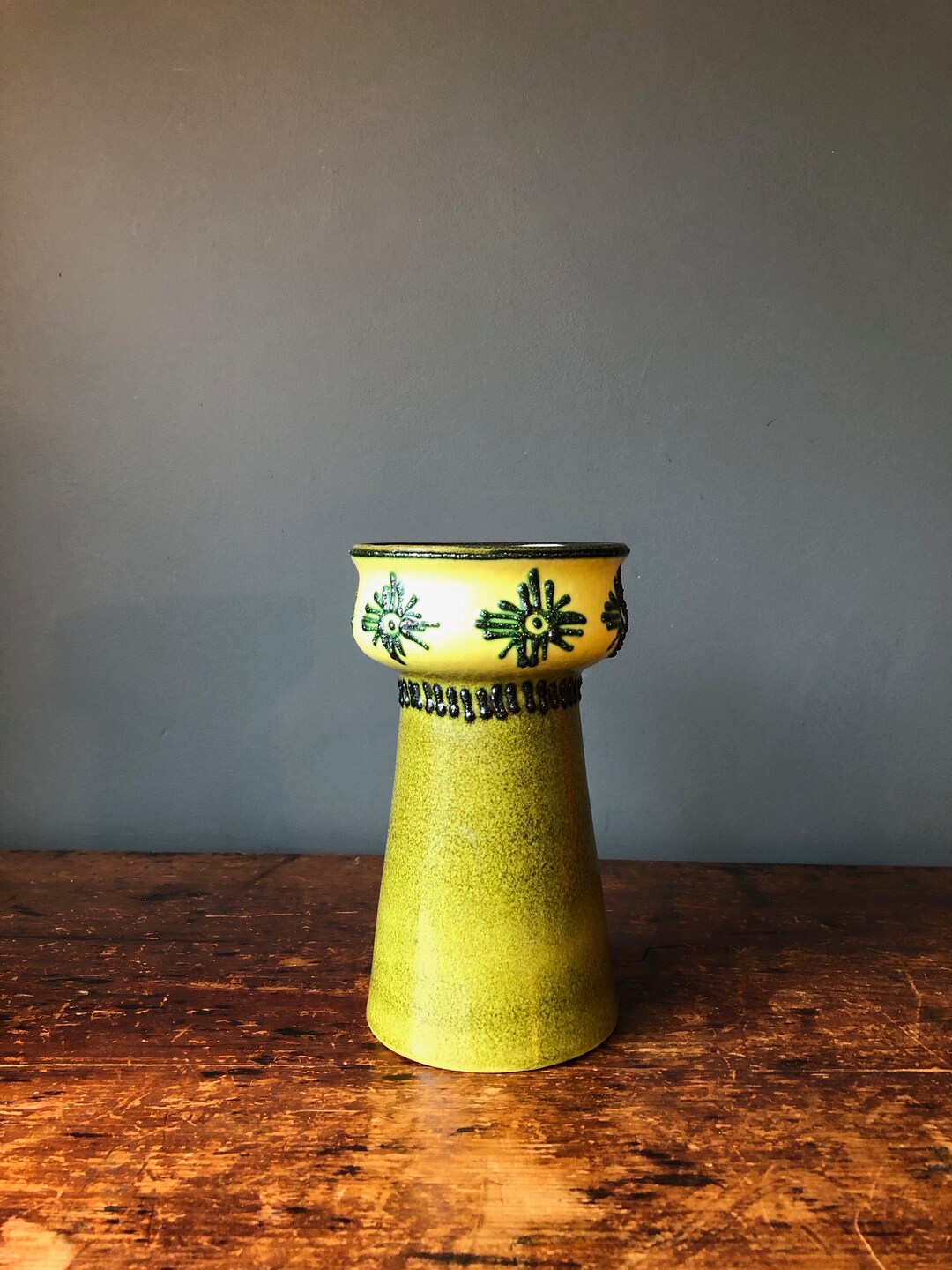 Stunning German Pottery Green and Yellow Pottery Vase Statement Piece ...