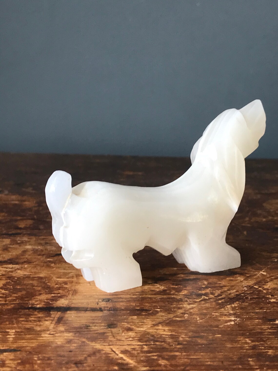 Small Marble Hound Figurine Ornament Opaque White Dog | Etsy