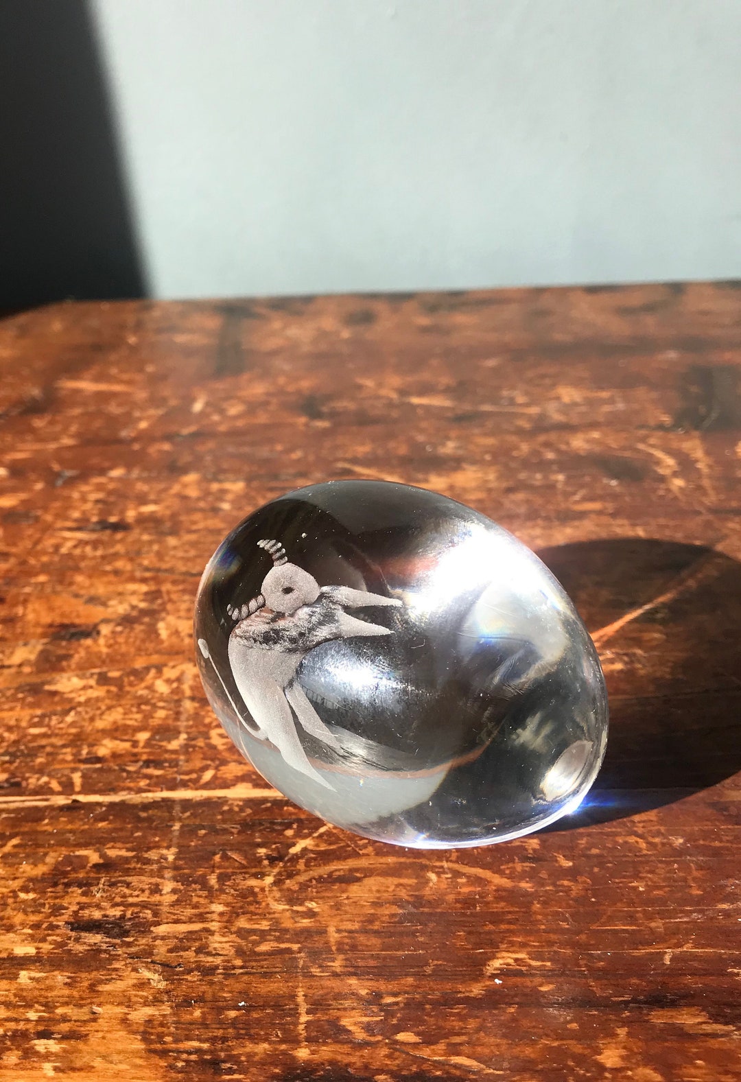 Clear Paperweight With Ibex Symbol Etched Egg Shaped - Etsy