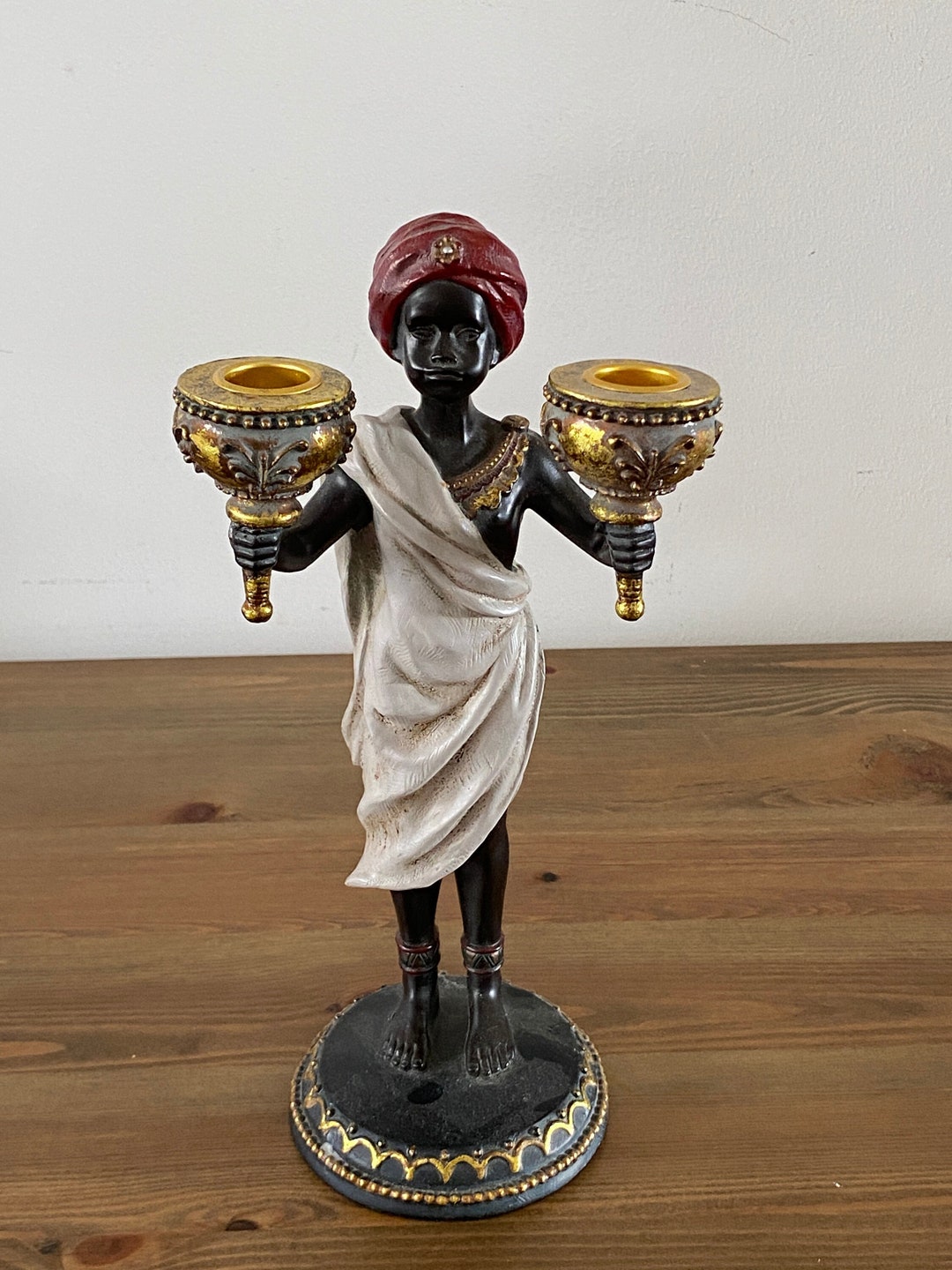 Vintage Blackamoor Colonial Style Figurine Double Candlestick Holder - Etsy