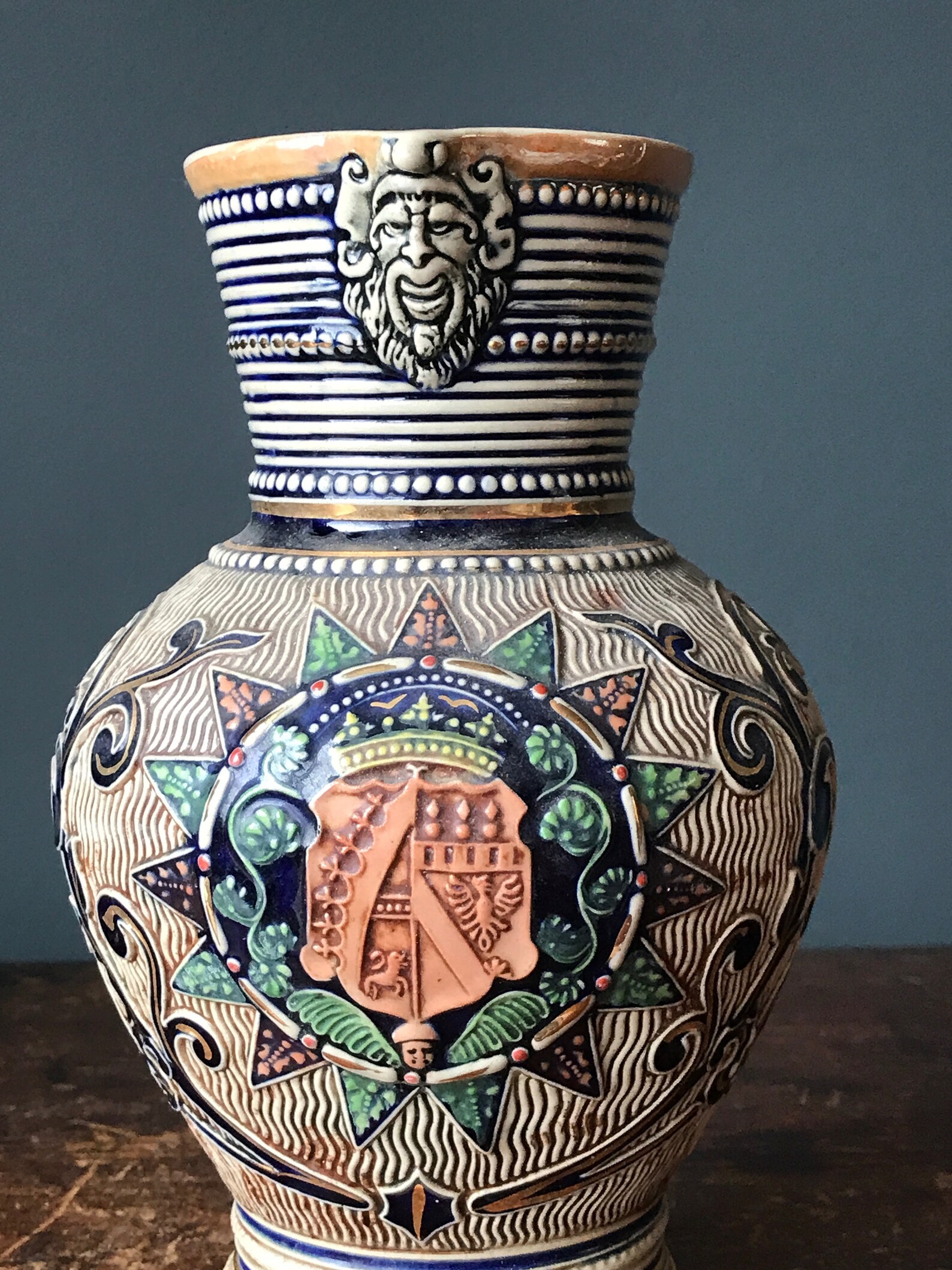 Ornate Pitcher Jug With Crest Dragon Deer Crown Deep Blue - Etsy UK