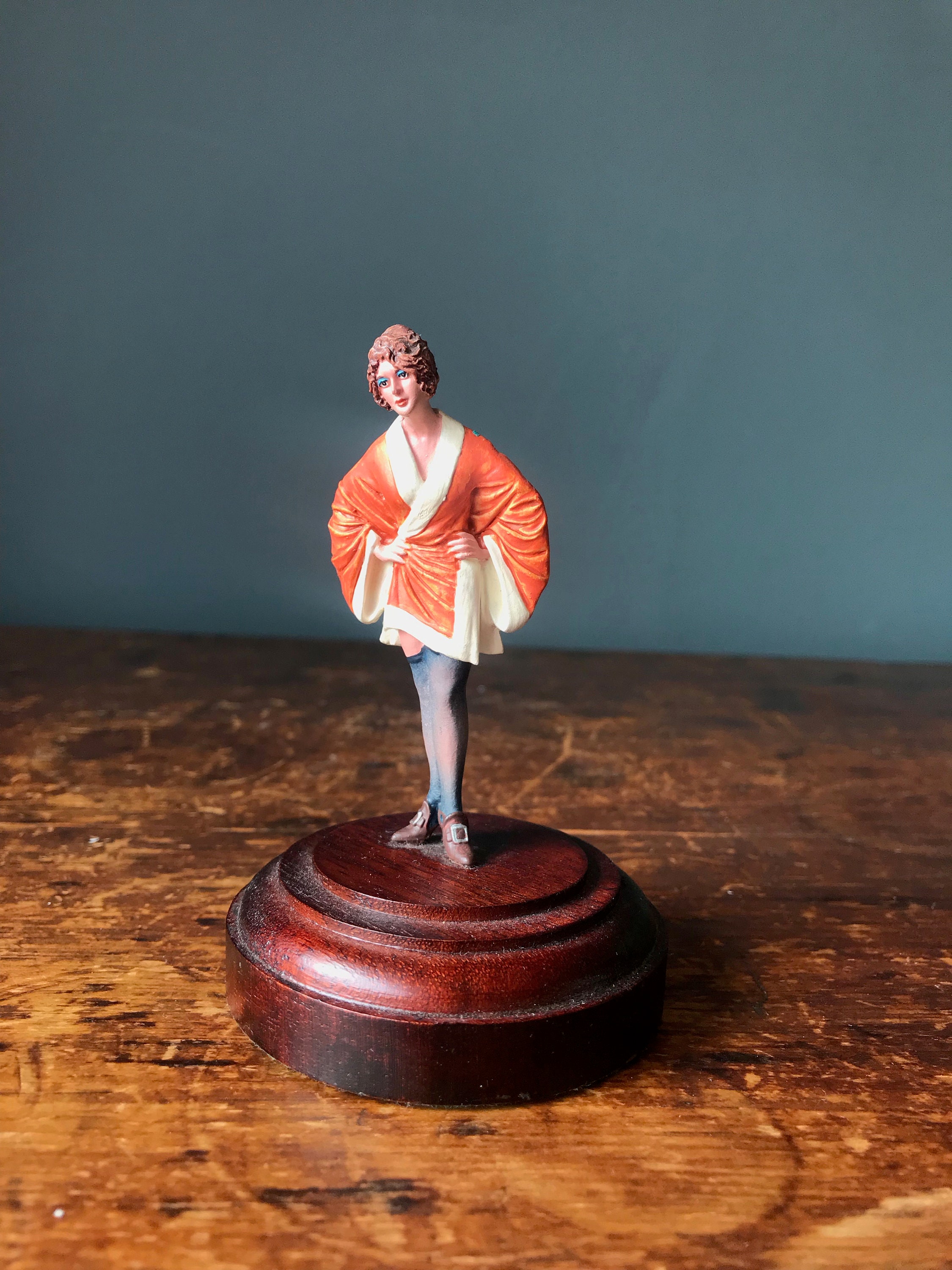 Collectable Metal Fine Art Miniature Figurine Lady in Orange | Etsy