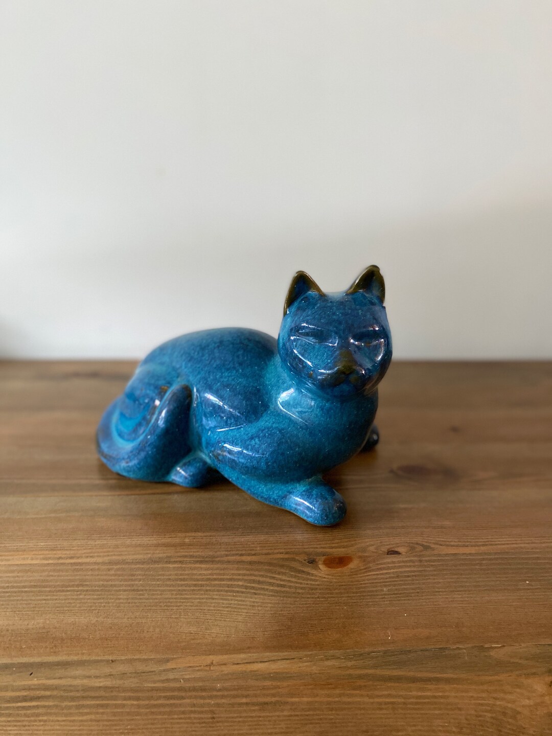 Beautiful Turquoise Blue Ceramic Cat Vintage Glazed Cat - Etsy