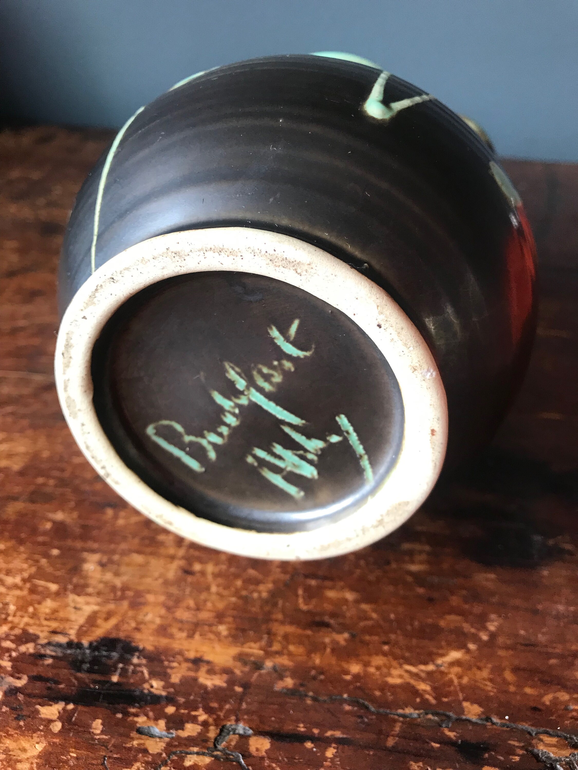 Studio Pottery Pitcher Jug Buckfast Abbey Incised Glaze Green - Etsy