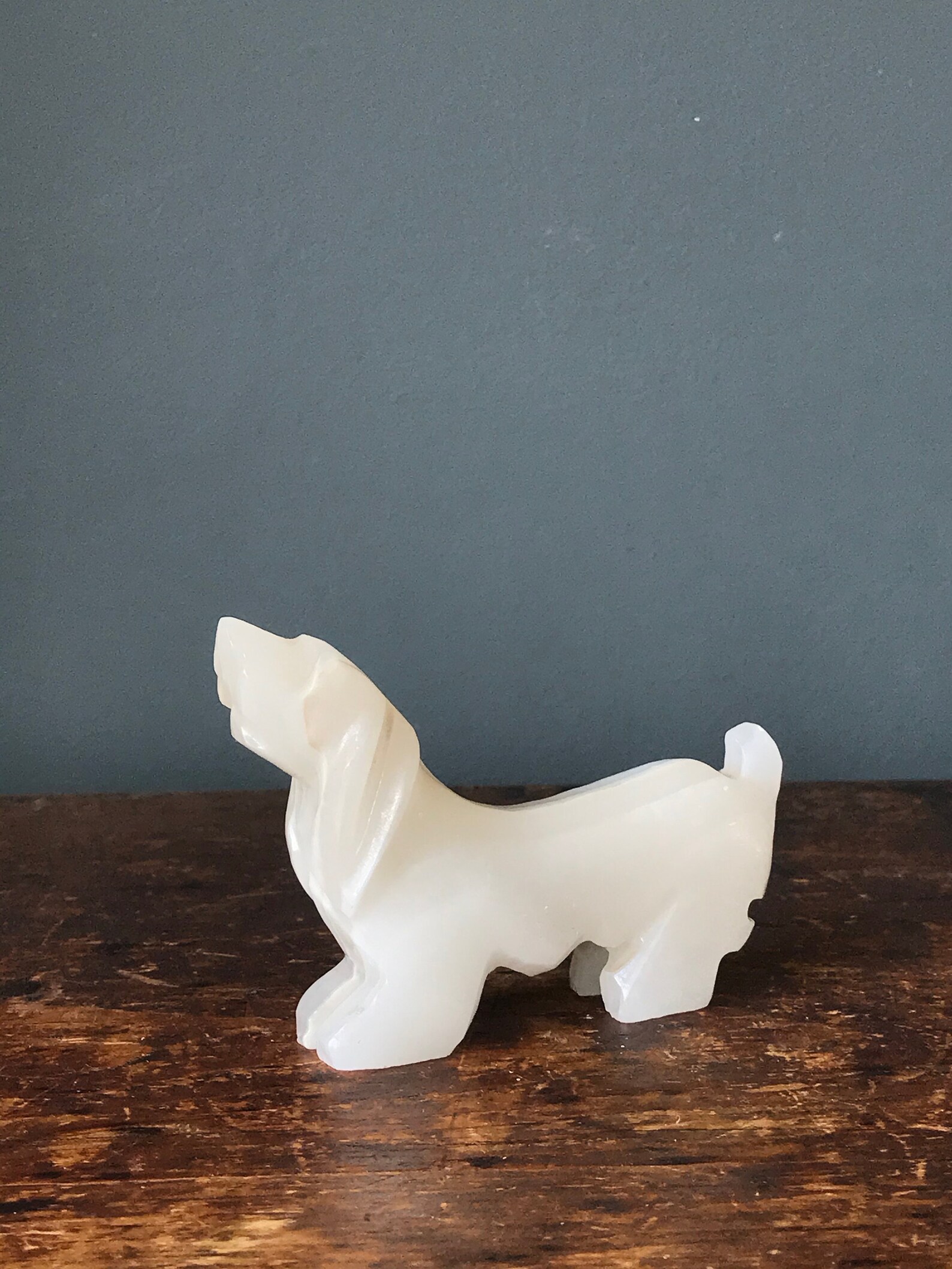 Small Marble Hound Figurine Ornament Opaque White Dog | Etsy
