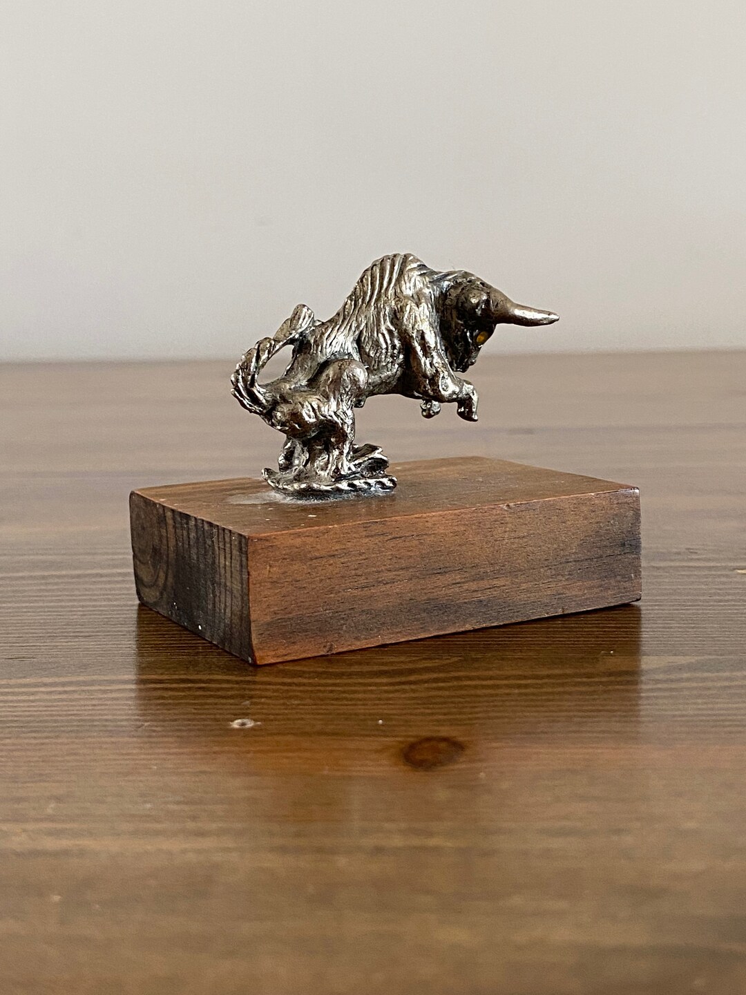 Vintage Small Metal Taurus Bull Figurine on Plinth Horoscope Figure ...