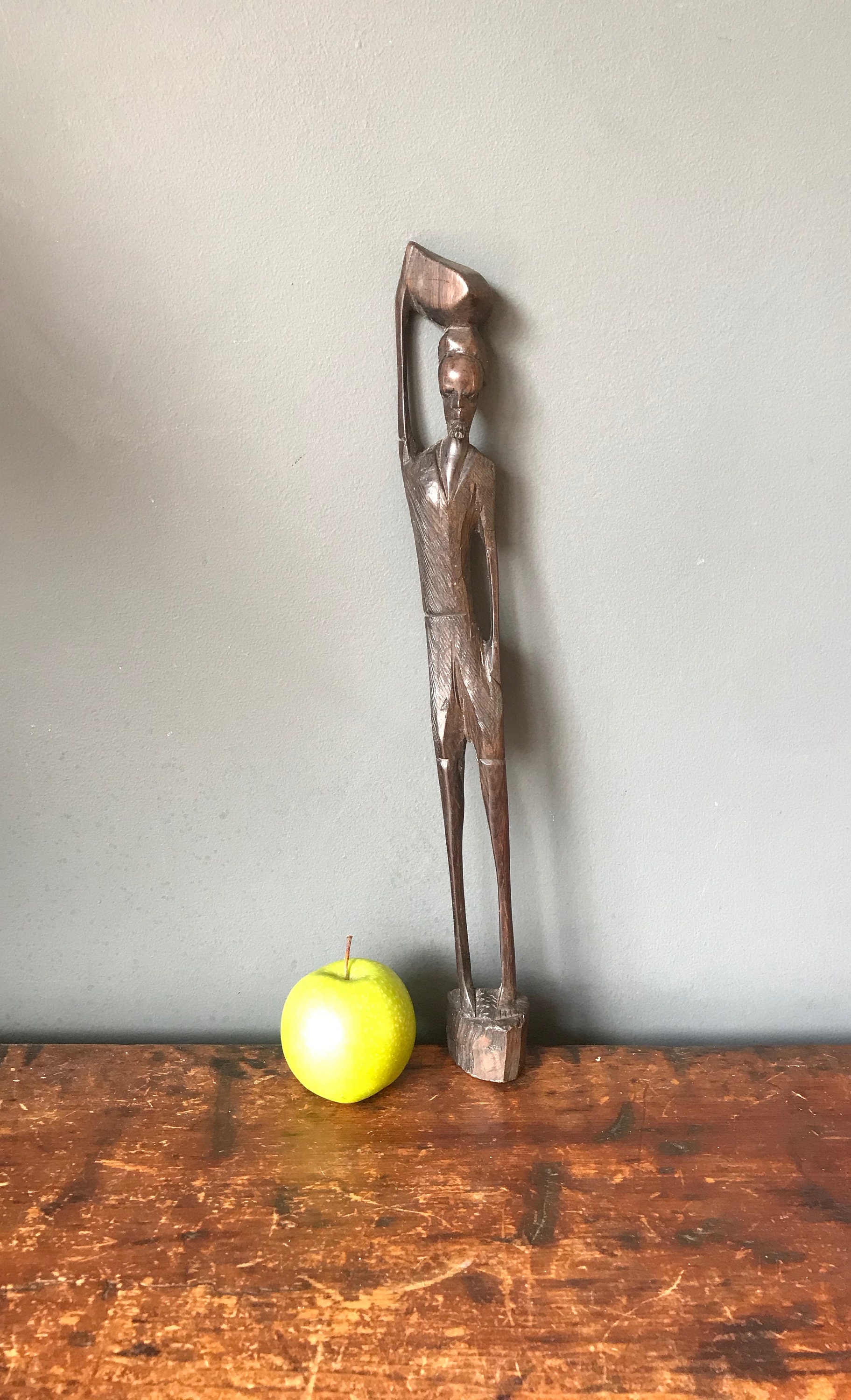Tall Hand Carved African Man Figurine Statue Carrying Package | Etsy