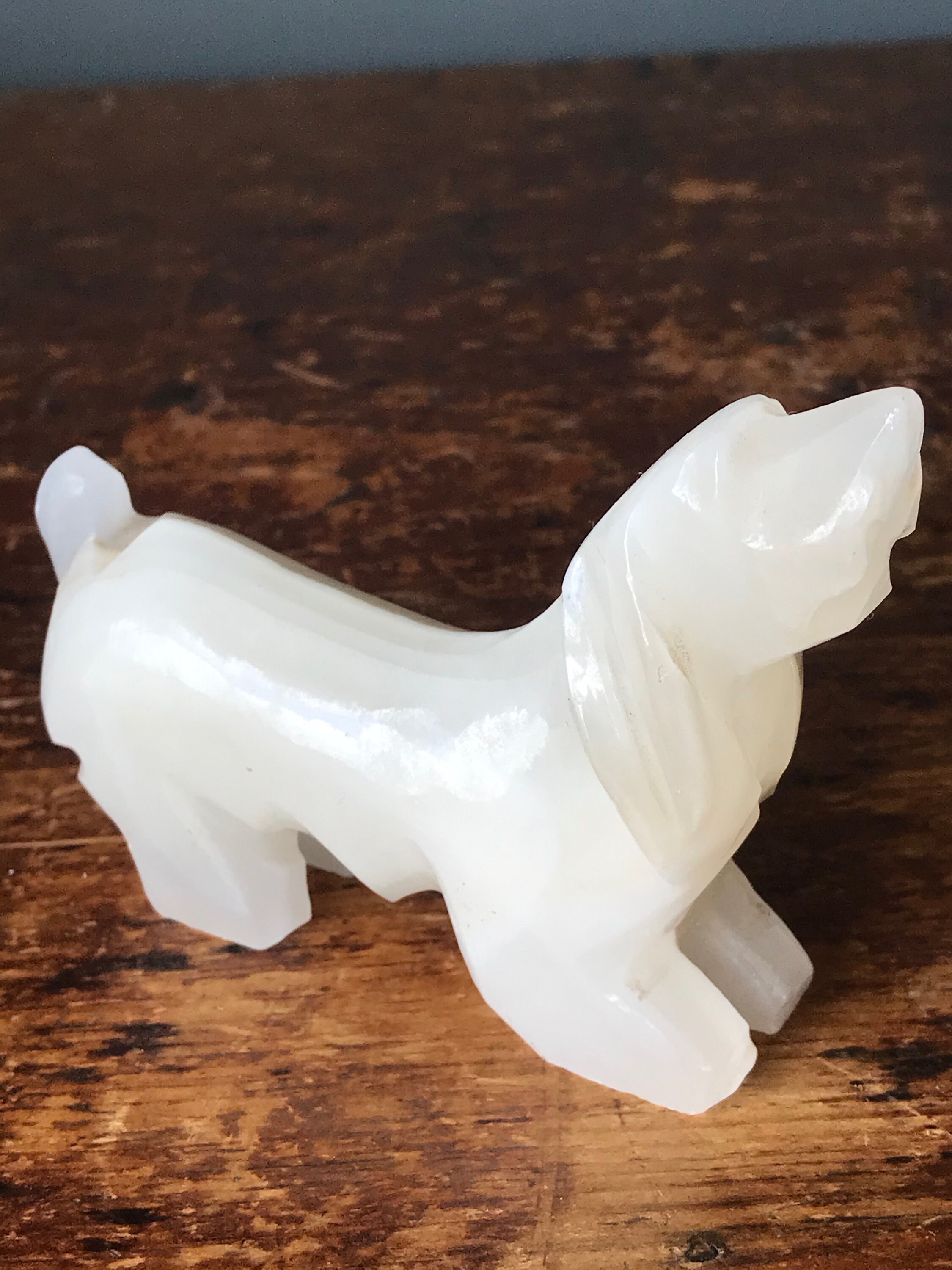 Small Marble Hound Figurine Ornament Opaque White Dog | Etsy