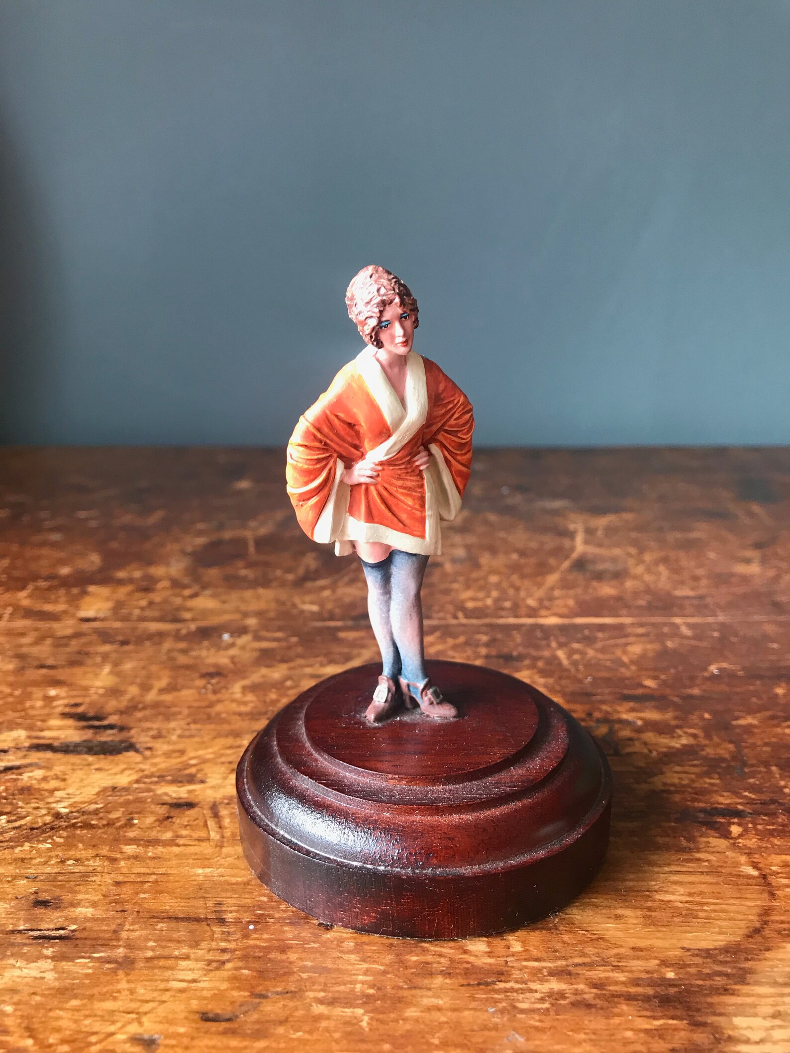 Collectable Metal Fine Art Miniature Figurine Lady in Orange - Etsy
