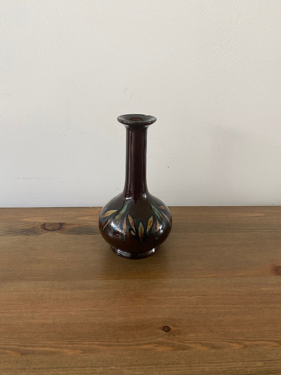 Vintage Hand Painted Studio Pottery Long Necked Bud Vase - Etsy