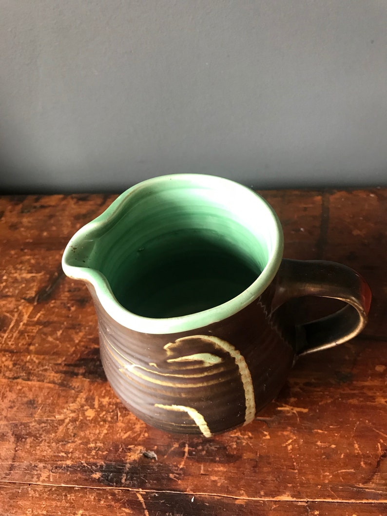 Studio Pottery Pitcher Jug Buckfast Abbey Incised Glaze Green - Etsy