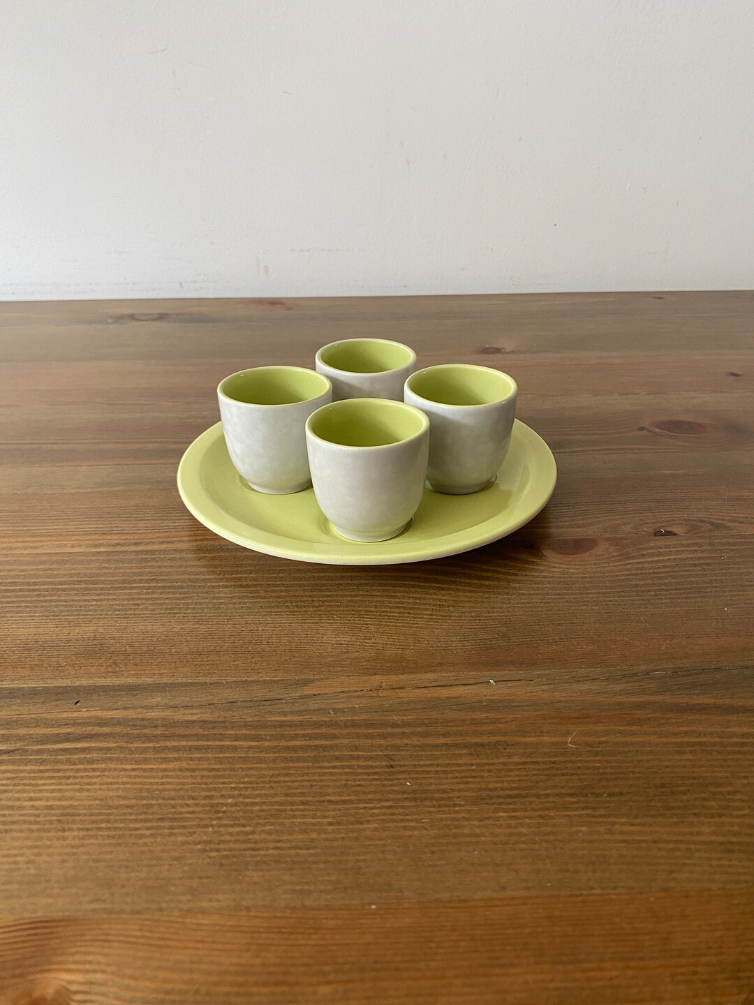 Vintage Poole Pottery Set of Four Egg Cups on Plate Yellow and - Etsy