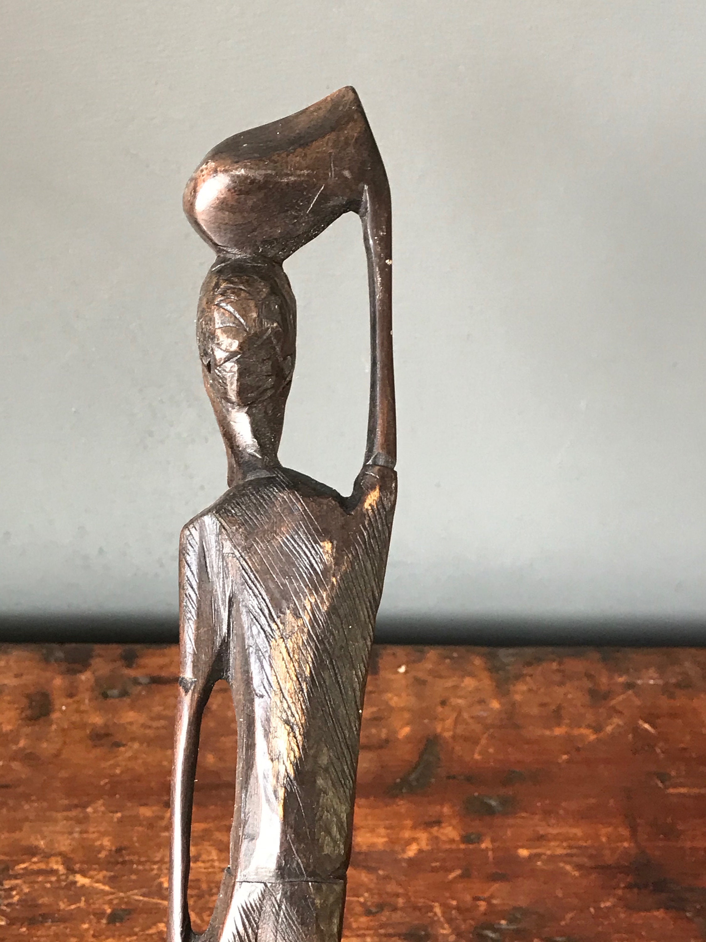 Tall Hand Carved African Man Figurine Statue Carrying Package | Etsy