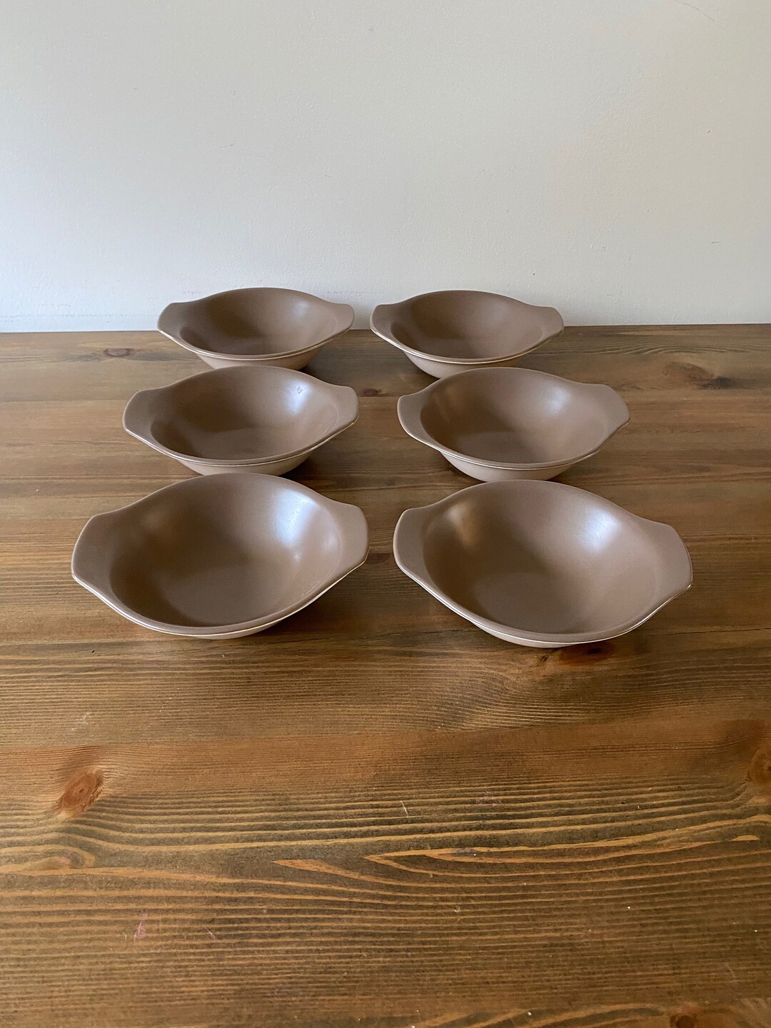 Vintage Poole Pottery Set of Six Eared Soup Bowl Dishes Early Twintone ...