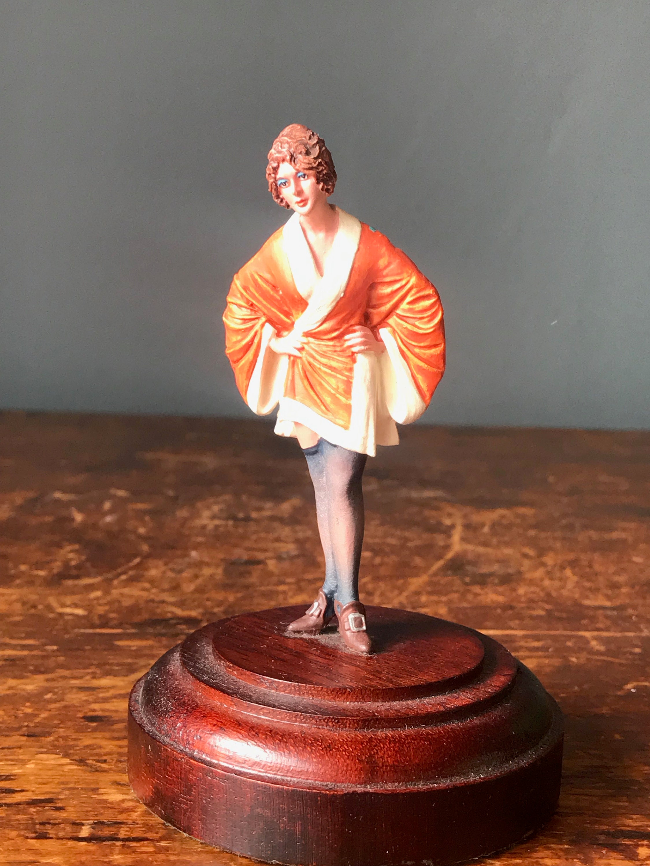 Collectable Metal Fine Art Miniature Figurine Lady in Orange | Etsy