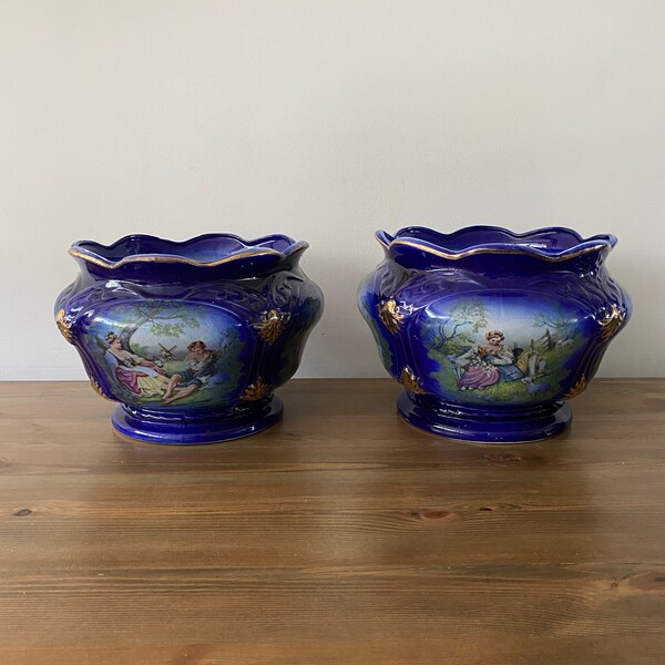Large Cobalt Blue Planter - Etsy
