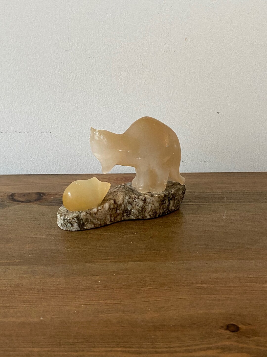 Russian Selenite Fox and Hedgehog Peach Selenite Animal - Etsy