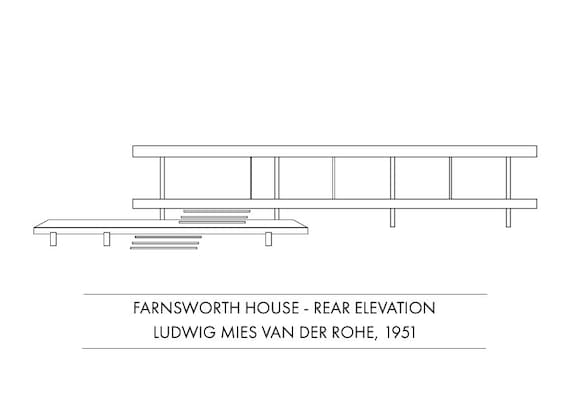 Mies Van Der Rohe Farnsworth House Elevation