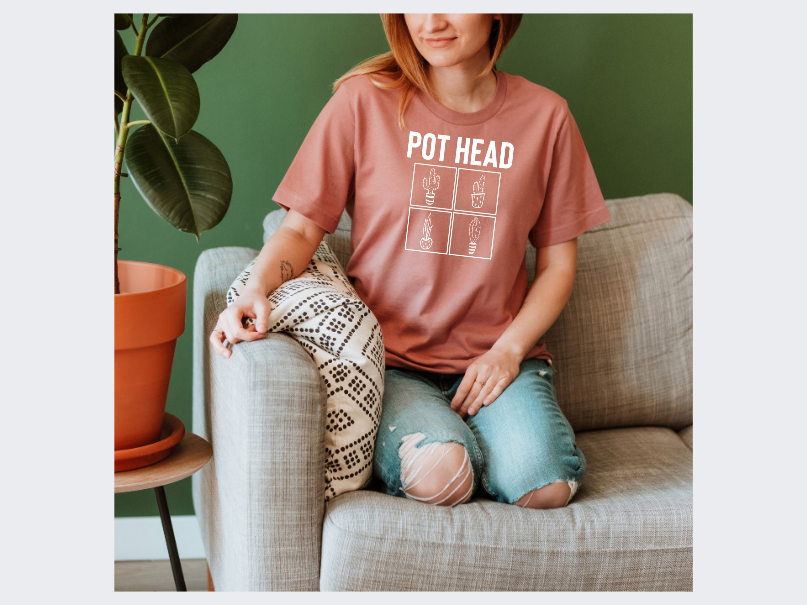 Pot Head T-shirt, Pot Head Shirt, Plant Pot, Succulent Pot Shirt, Gardening Gift, Crazy Plant ...