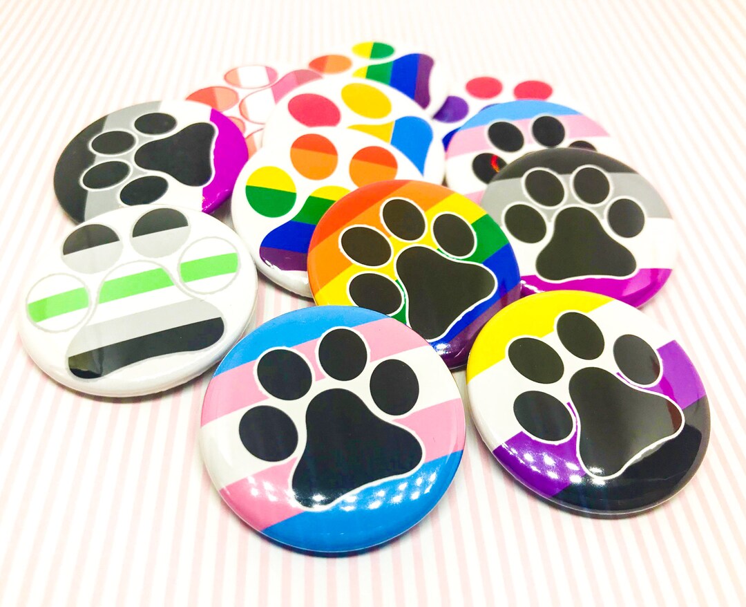 Furry Pride Button | Flag Paw Print LGBT Queer Badge 1.5" Pinback ...