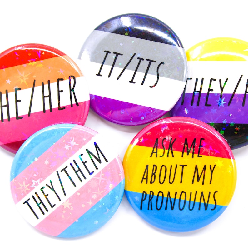 Pronoun Button Pin Pride Flags She Her He Him They Them Ask Etsy Canada