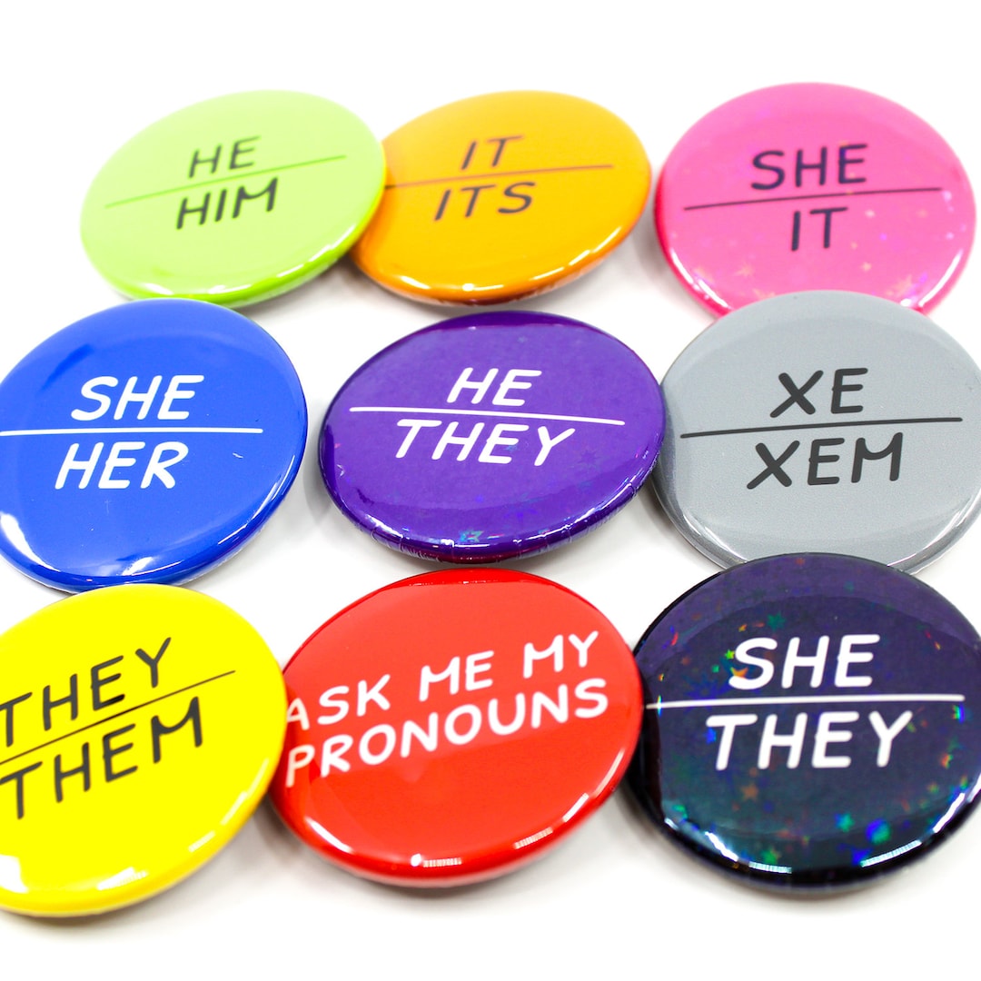 Custom Pronouns Button Pin | Color She/her He/him They/them Ask Me ...