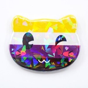 Nonbinary Pride Button Cat Kitty Pan Non Binary Gender Neutral Flag Pin ...