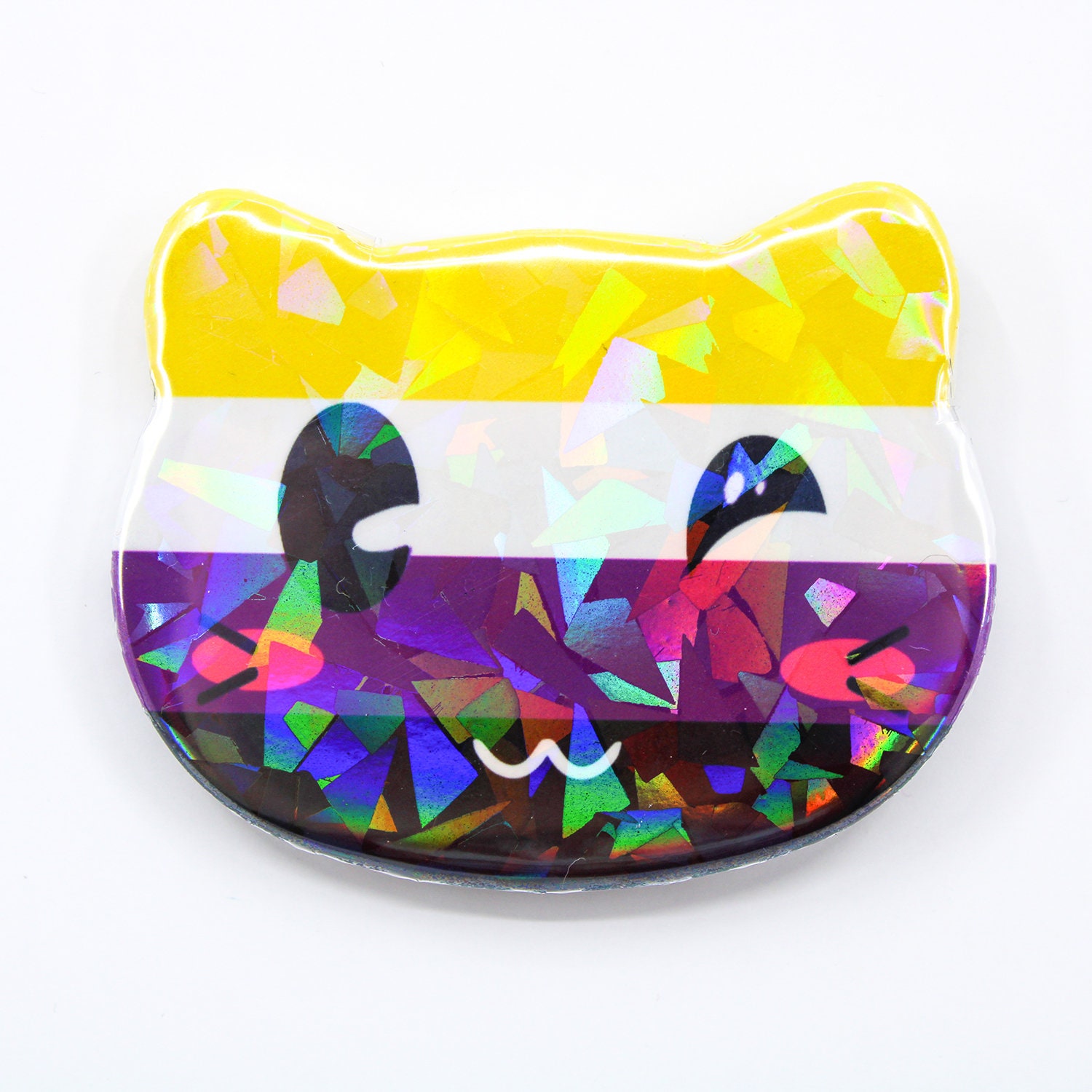 Nonbinary Pride Button Cat Kitty Pan Non Binary Gender Neutral Flag Pin ...