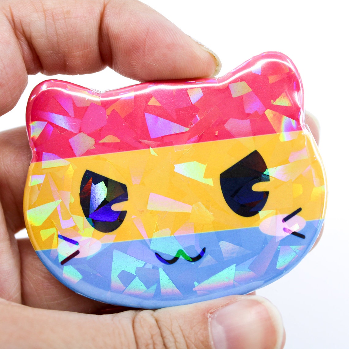 Pansexual Pride Cat Button Kitty Pan Flag Pinback Badge | 2.25x1.5 ...
