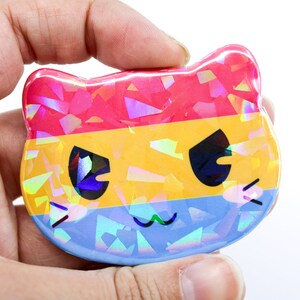 Pansexual Pride Cat Button Kitty Pan Flag Pinback Badge | 2.25x1.5 ...