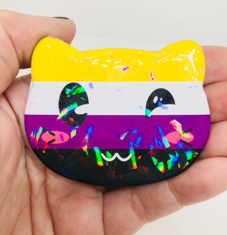 Nonbinary Pride button Cat Kitty Pan non binary gender neutral | Etsy