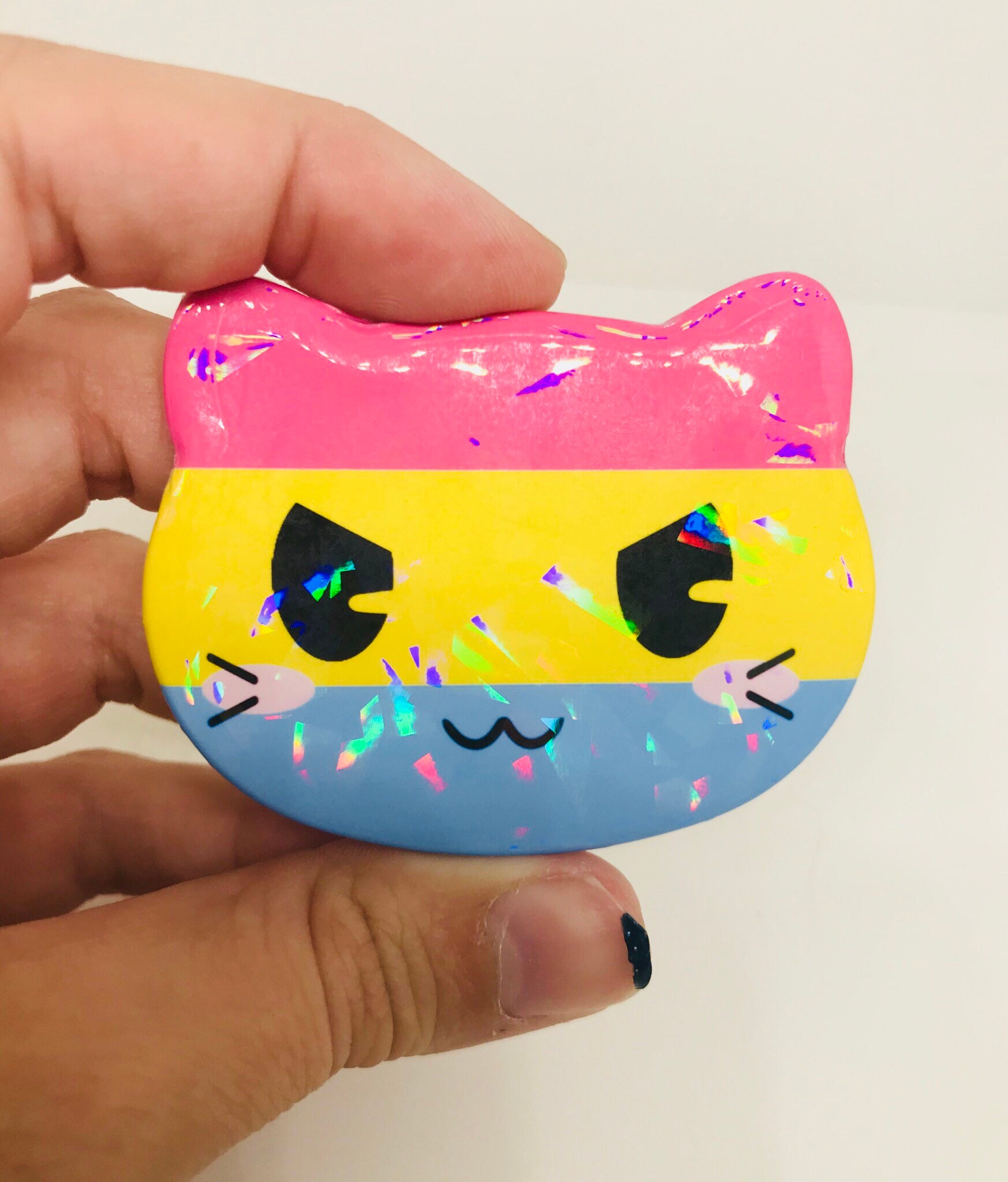 Pansexual Pride Cat Button Kitty Pan Flag Pinback Badge | Etsy