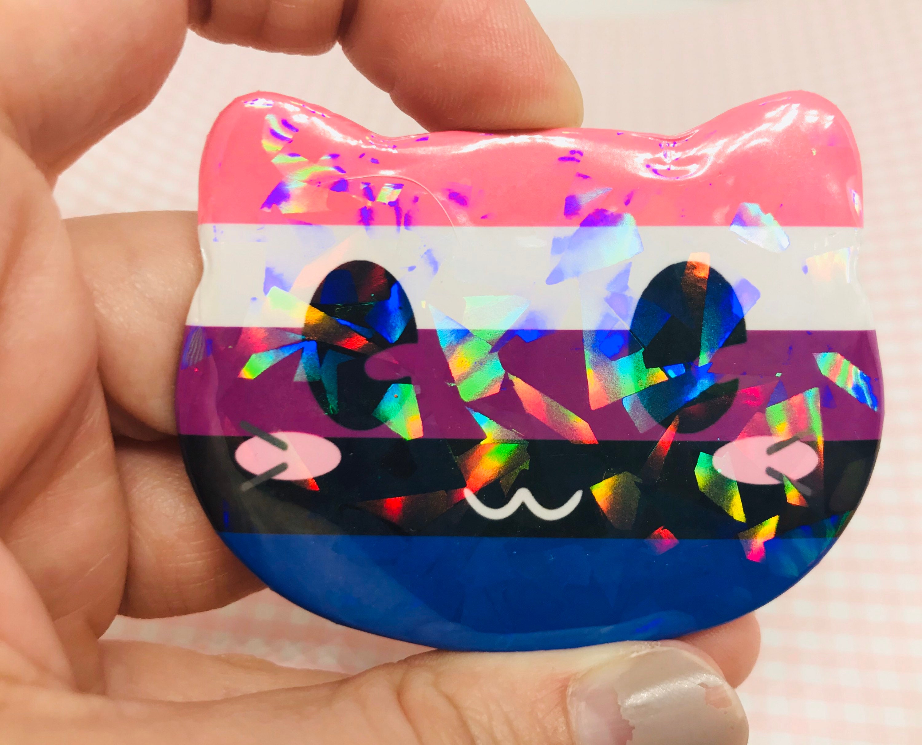 Genderfluid Pride Cat Button Kitty Gender fluid Flag Pinback | Etsy