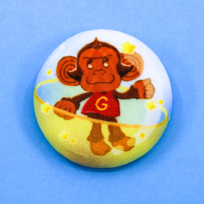Gacha Monkeys Squishy Buttons | Fidget Toy Minky 2.25" Round Pinback ...