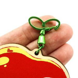 Busy Worm in Apple Car Wooden Charm 3 Inch Keychain Sprout Clasp ...