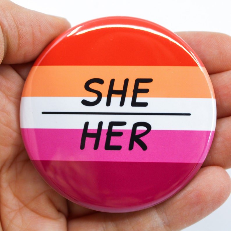 Pronoun Buttons Pride Flag Pin Personal She/her He/him - Etsy