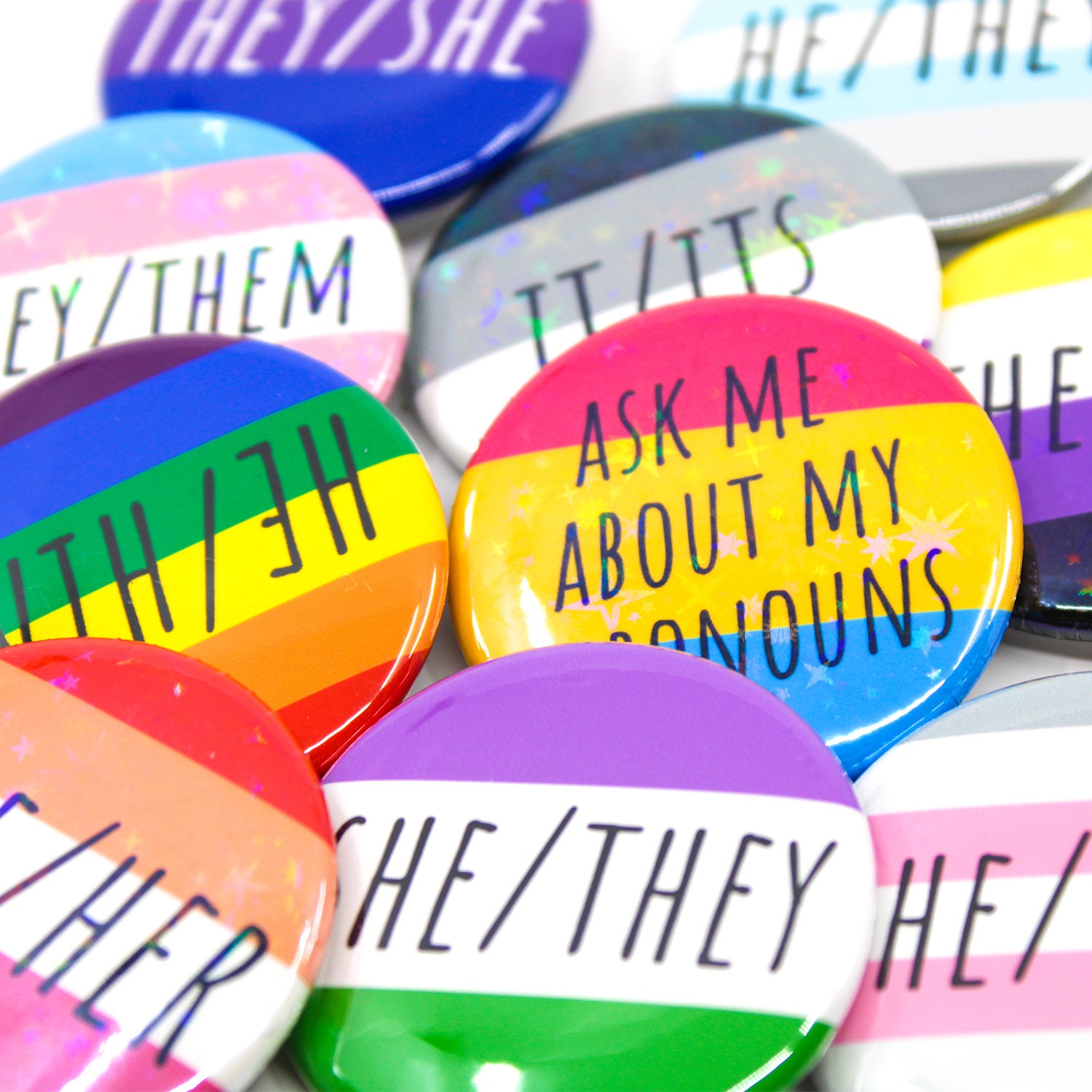 Pronoun Buttons Pride Flags Personal She/her He/him - Etsy