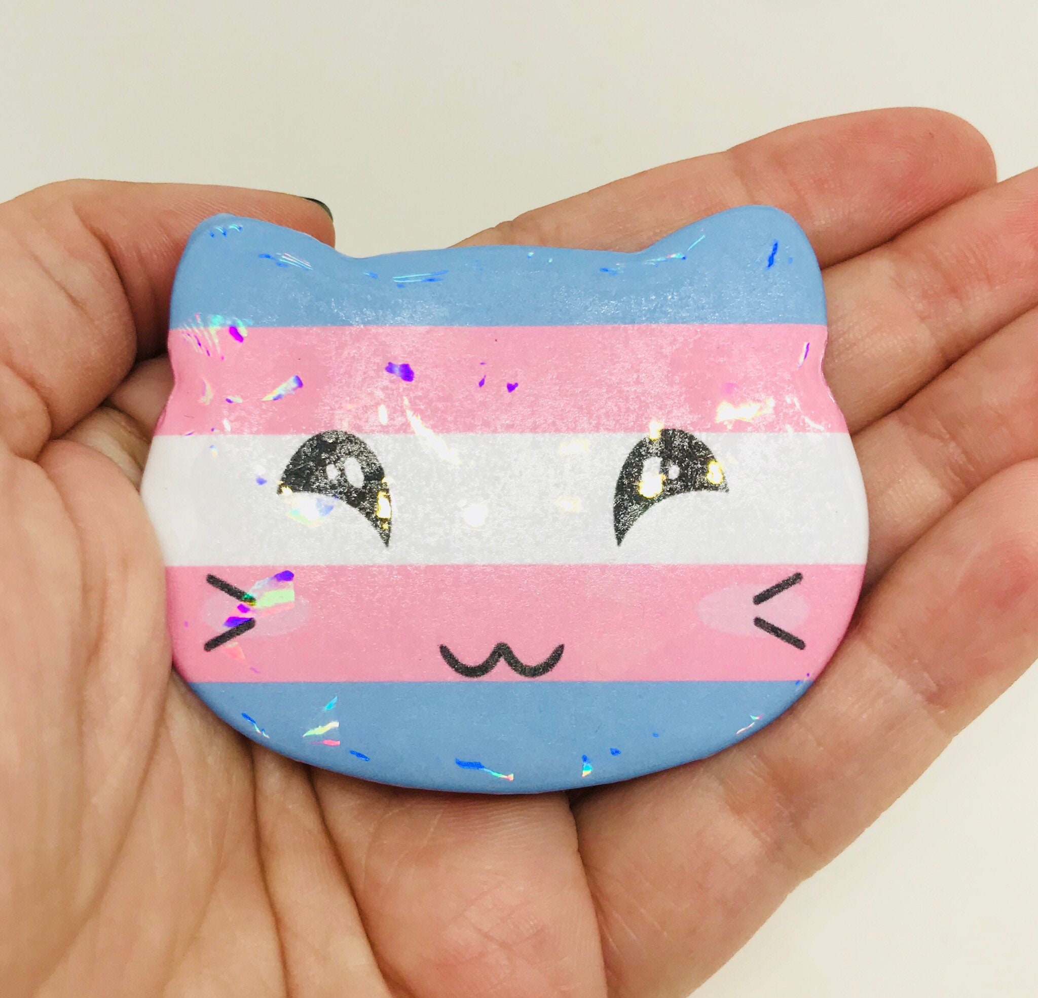 Transgender Pride Button Cat Flag Badge Kitty Trans Pinback | Etsy