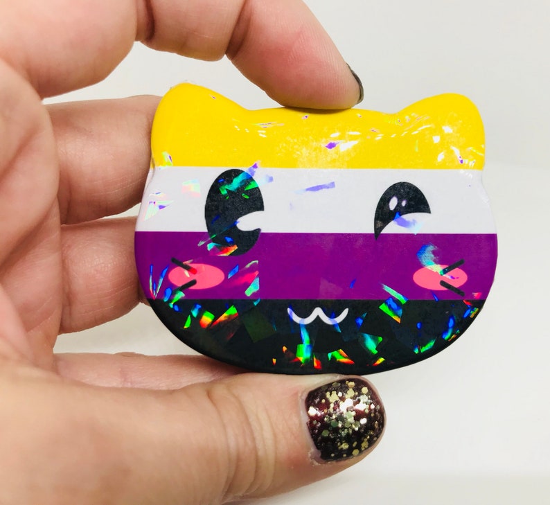 Nonbinary Pride button Cat Kitty Pan non binary gender neutral | Etsy