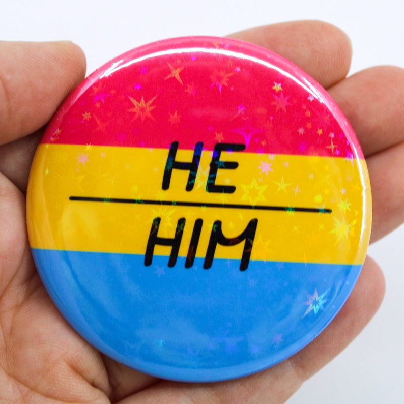 Pronoun Buttons Pride Flag Pin Personal She/her He/him - Etsy
