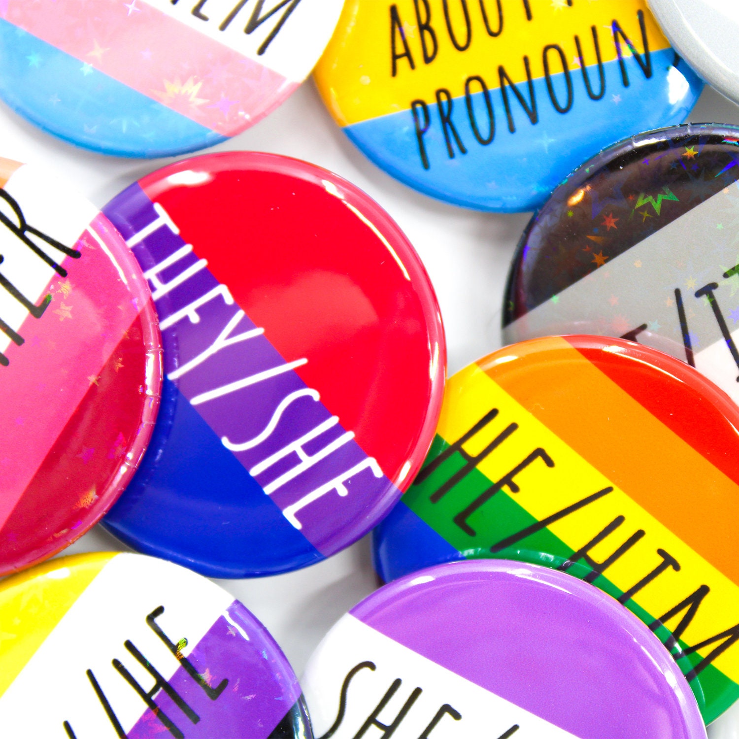Pronoun Buttons Pride Flags Personal She/her He/him - Etsy