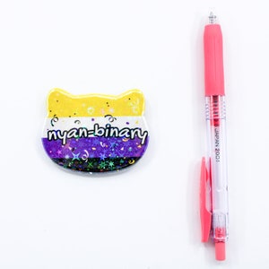 Nonbinary Nyan-binary Pride Button Cat Kitty Non Binary Gender Neutral Flag Pin Back Badge ...