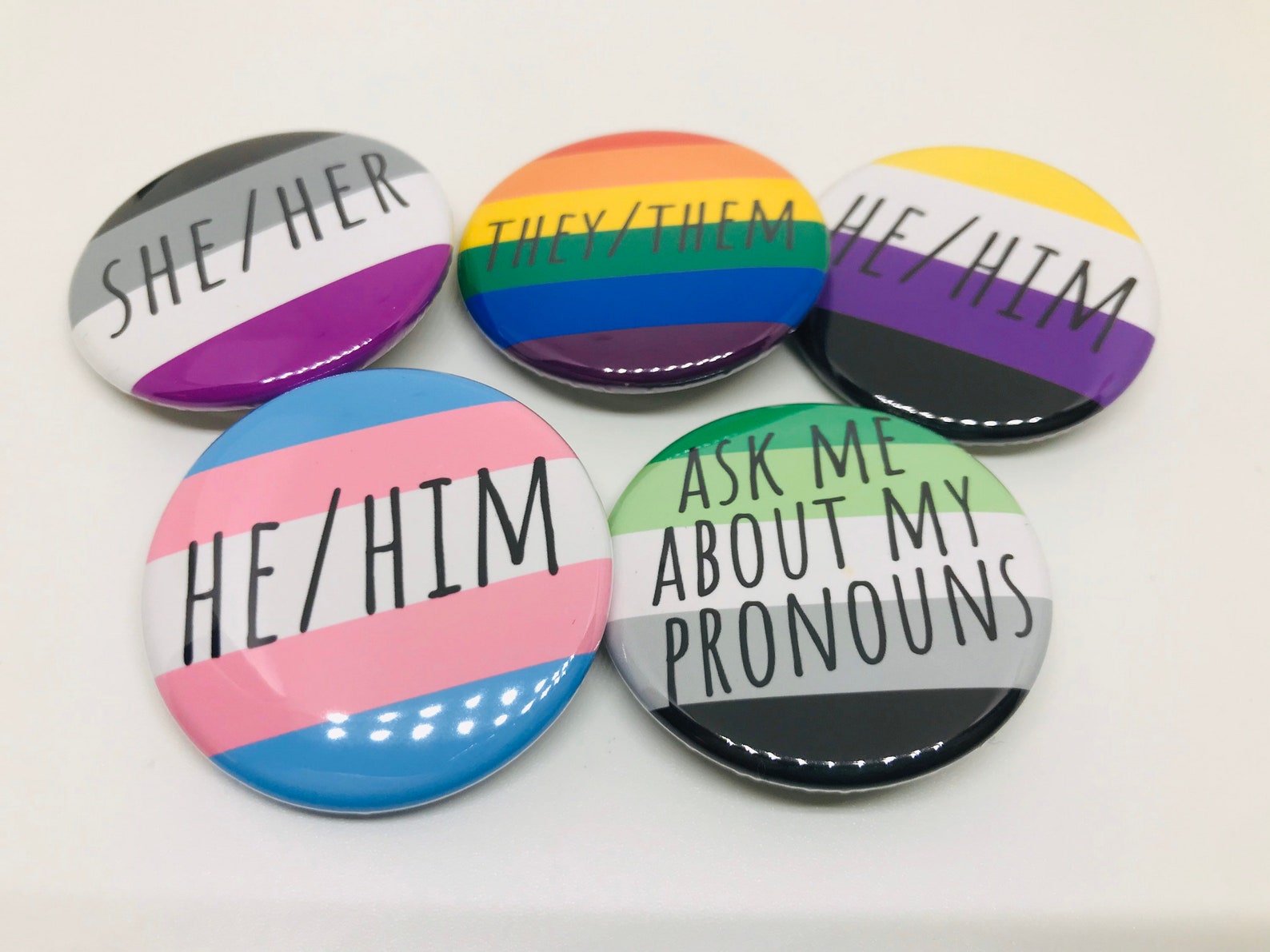 Pronoun Buttons Pride Flags Personal She Her He Him Etsy