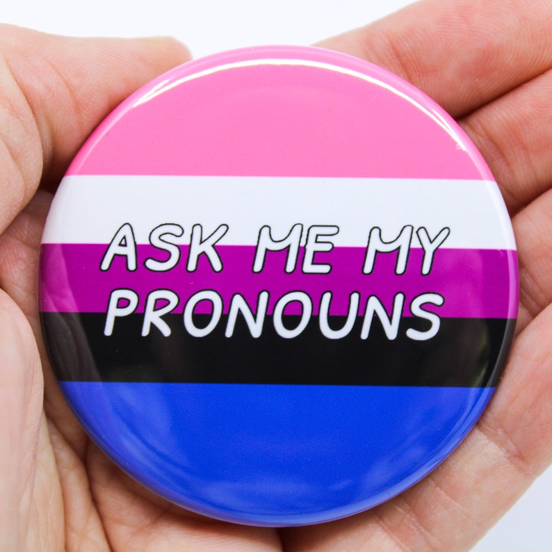 Pronoun Buttons Pride Flag Pin Personal She/her He/him - Etsy Canada
