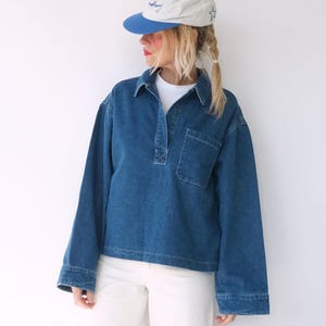 Vintage Medium Denim Lightweight Popover Tunic Shirt | Cotton Denim ...