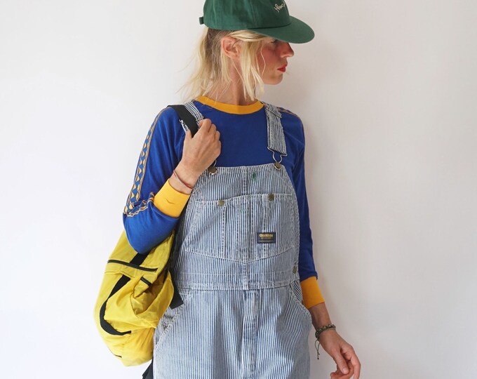 Vintage Hickory Stripe Oshkosh Overalls 32"w | 70s Striped Engineer ...
