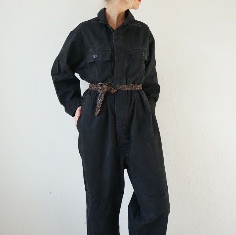 Vintage Black Cotton Coverall Utility Coveralls Jump Suit - Etsy