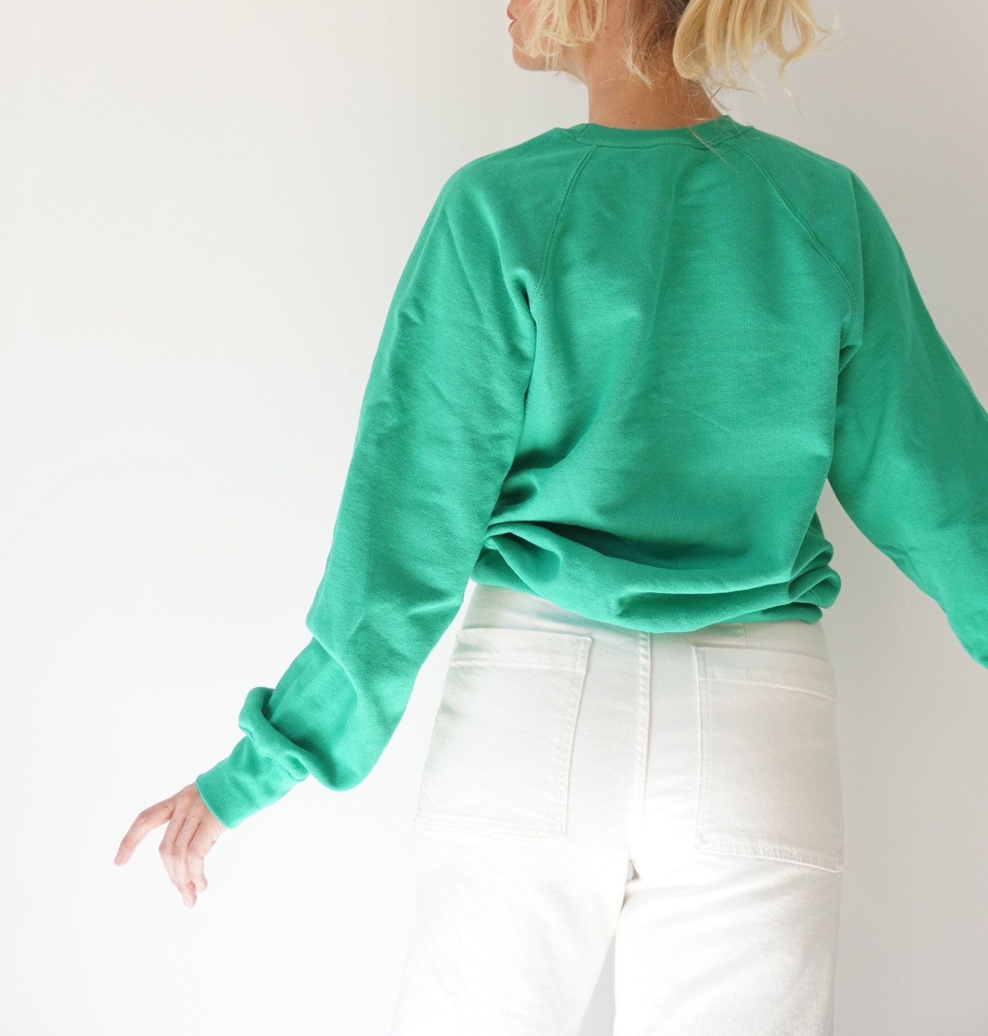 Vintage Kelly Green Raglan Sweatshirt / 80s Green Crewneck | Etsy