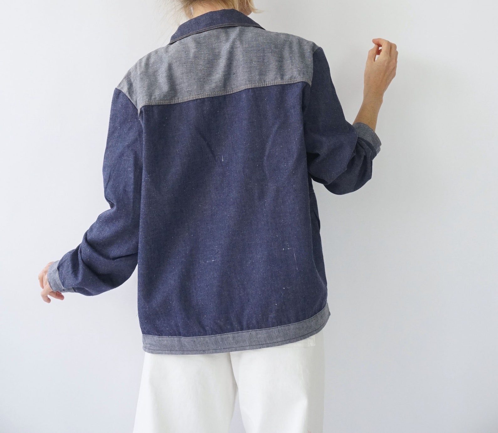 Vintage Two Tone Denim German Workwear Chore Jacket | Herringbone ...